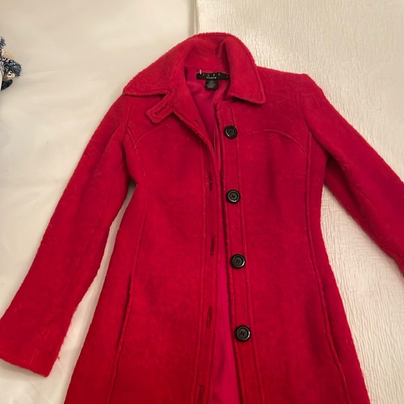 Luxe | Jackets & Coats | Brand New Boiled Wool Luxe Ruby Red Coat Xs ...
